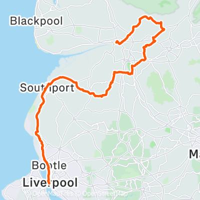 Day 1 Liverpool to Preston | 129.2 km Cycling Route on Strava