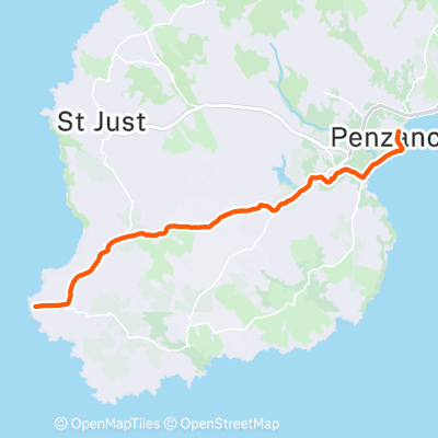 JOGLE Day 31 - Penzance to Lands End | 10.4 mi Running Route on Strava