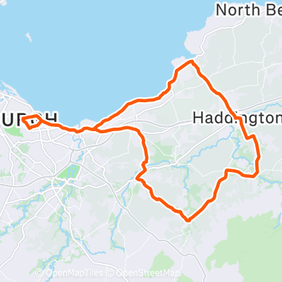 Eastern Hills route, Humbie, Haddington and return via coast | 75.8 km ...