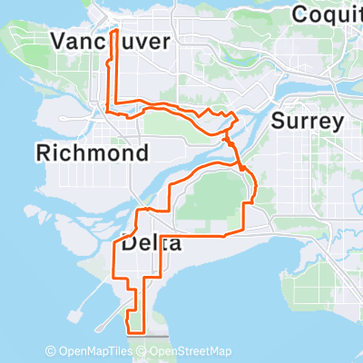 Tsawwassen via Nordel, return via Qboro/Kent | 118.0 km Cycling Route ...