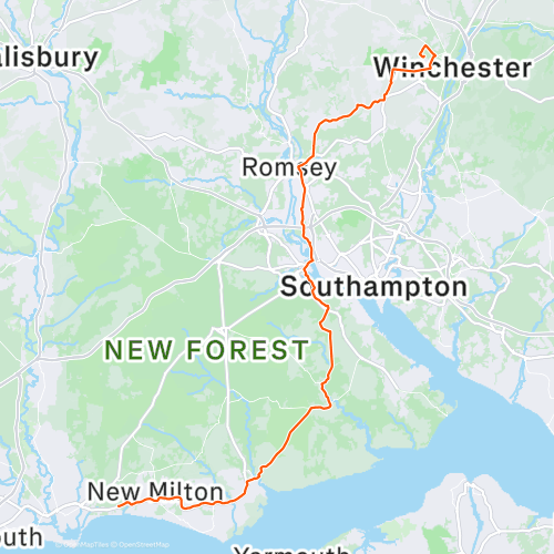 Highcliffe to Winchester | 66.4 km Road Cycling Route on Strava
