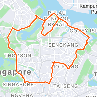 Serangoon north-Bradell-THOMSON-SELETAR | 48.0 km Cycling Route on Strava