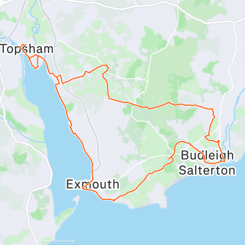 Topsham - Woodbury - BudSal - Exmouth - Topsham | 43.4 km Road Cycling ...
